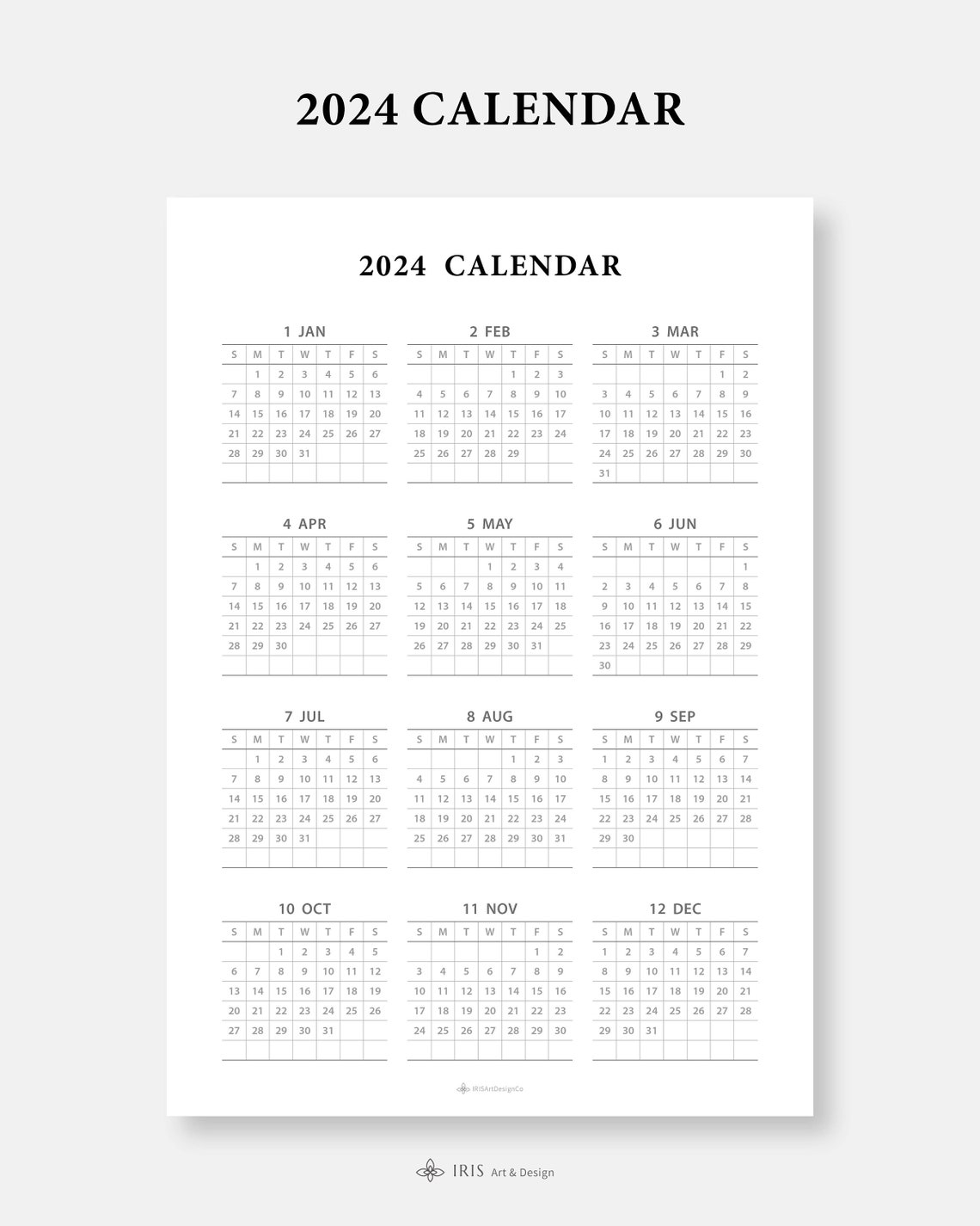 2023 2024 Calendar Pages | One Page Calendar Template | Year at a ...