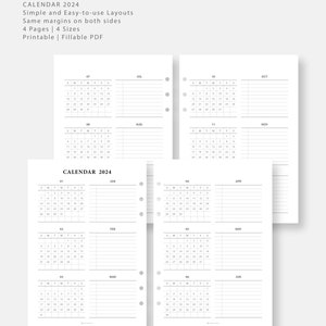 Calendar 2024 Template 12 Months Schedule Year on 4 Pages Calendar ...