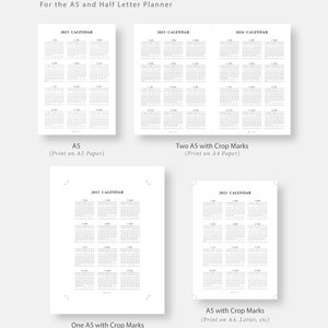 2023 2024 Calendar Pages | One Page Calendar Template | Year at a ...