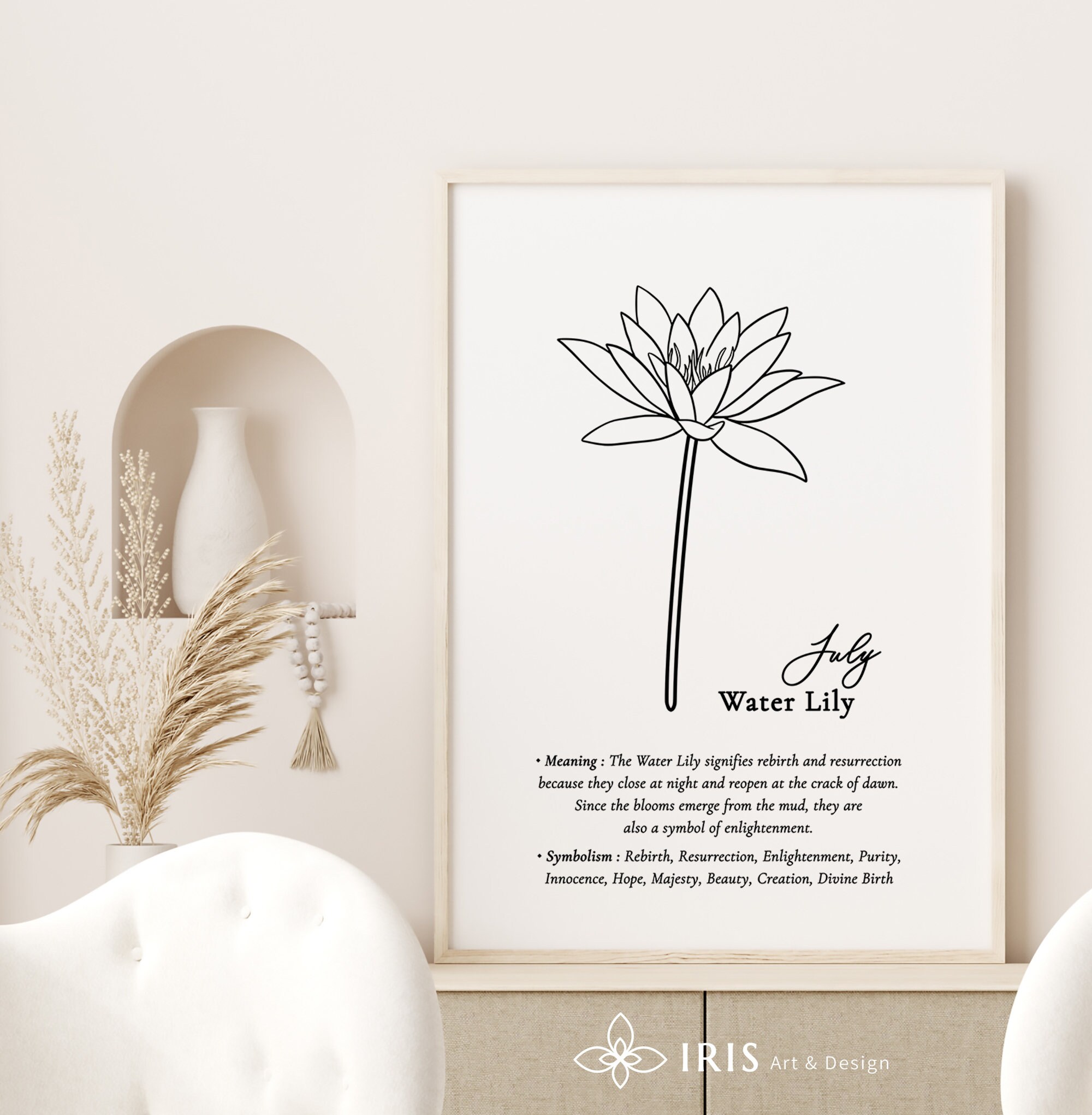 Birth Month Flower Print Printable Wall Art July Birth - Etsy