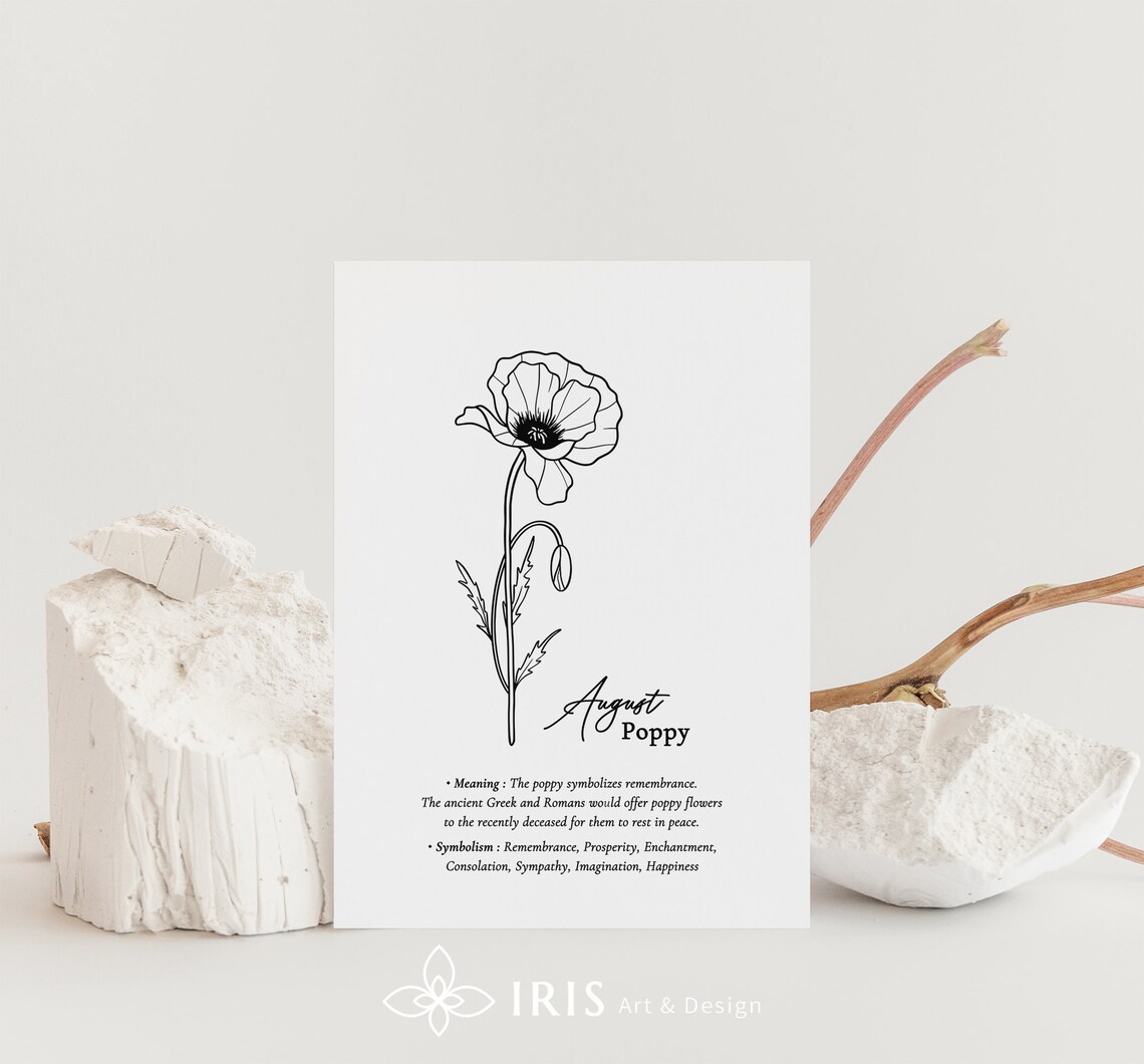 Birth Month Flower Print Printable Wall Art August Birth - Etsy