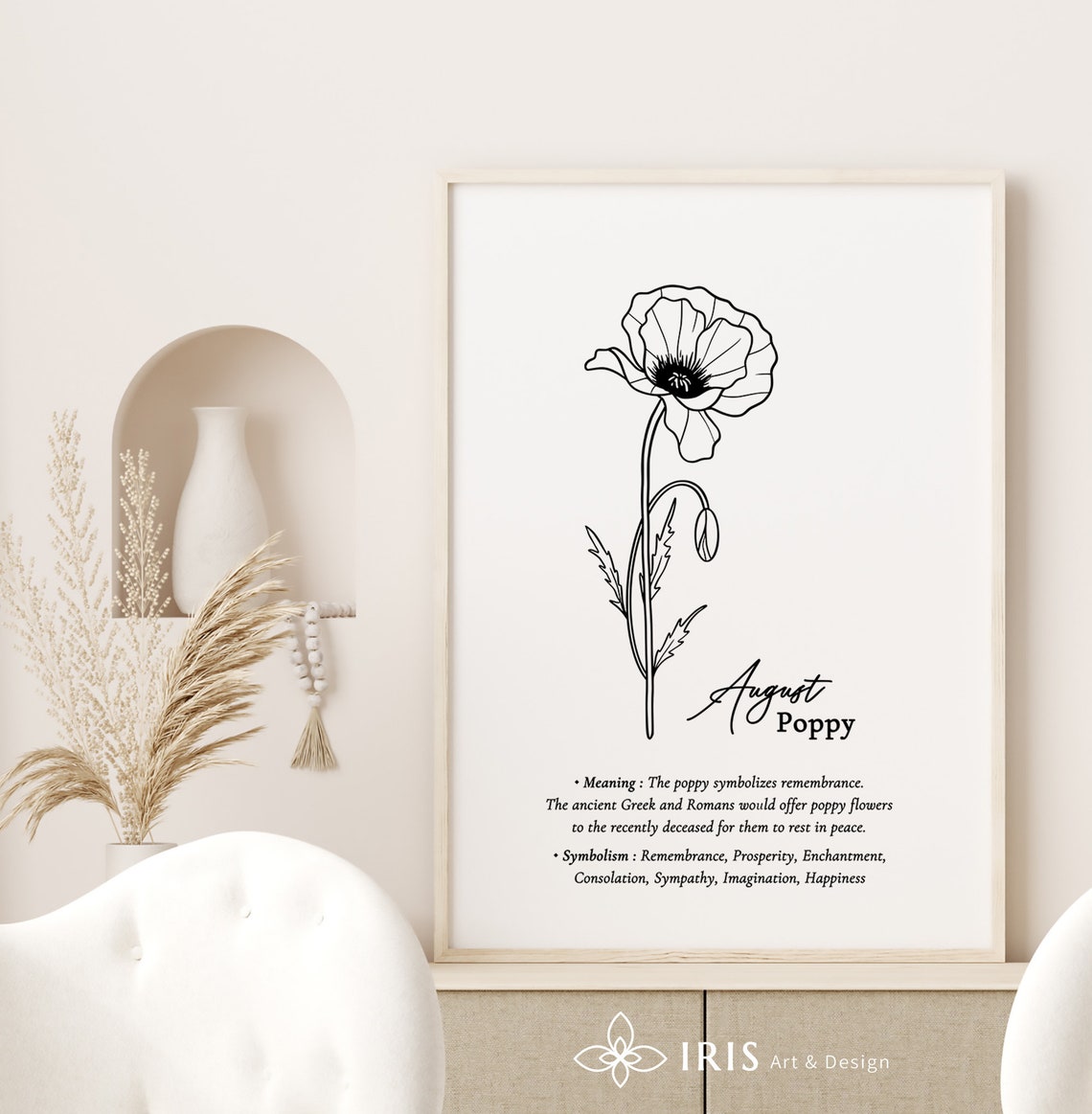 Birth Month Flower Print Printable Wall Art August Birth - Etsy
