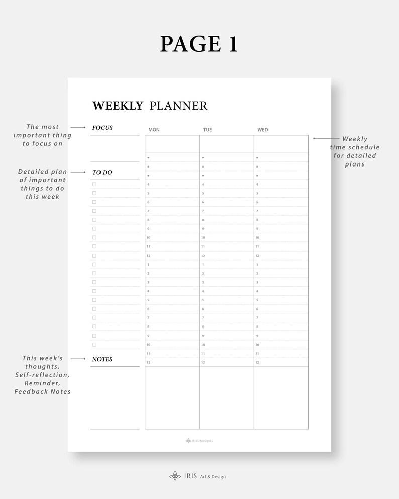 Weekly Planner Template Weekly Planner 2 Pages Printable - Etsy