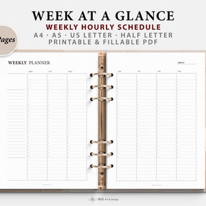 Weekly Hourly Schedule Planner 2 Pages | Undated Weekly Planner ...