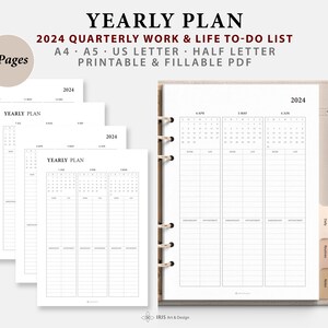 2024 Quarterly Work & Life to Do List Printable Yearly Overview ...