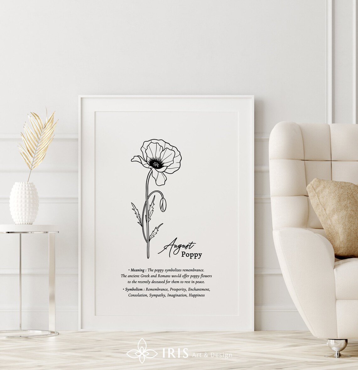 Birth Month Flower Print Printable Wall Art August Birth - Etsy