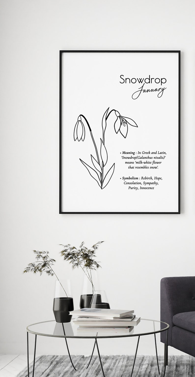 Birth Month Flower Print, Printable Wall Art, January Birth Month ...