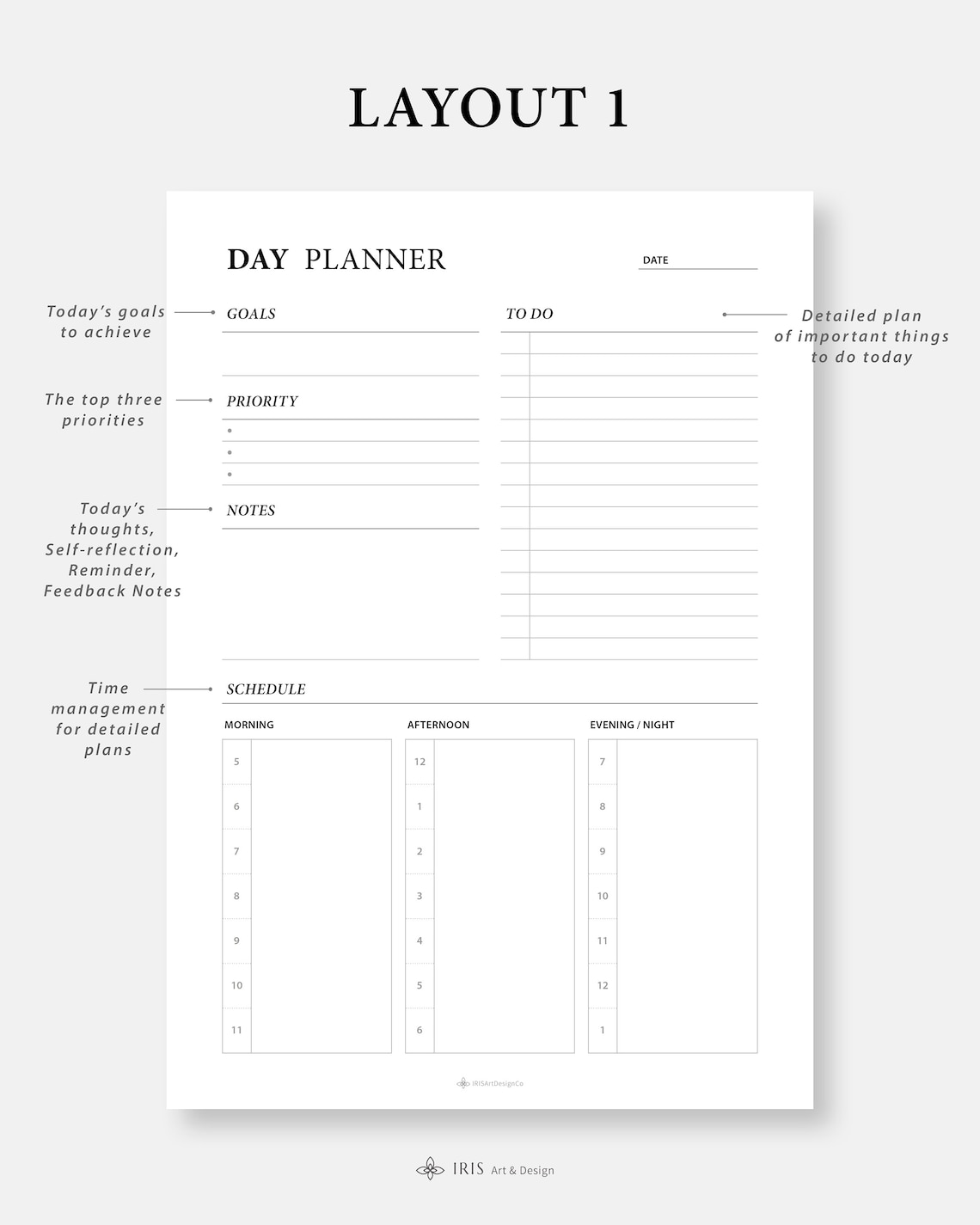 Day Planner Template Day Schedule Priority to Do Task List Daily ...