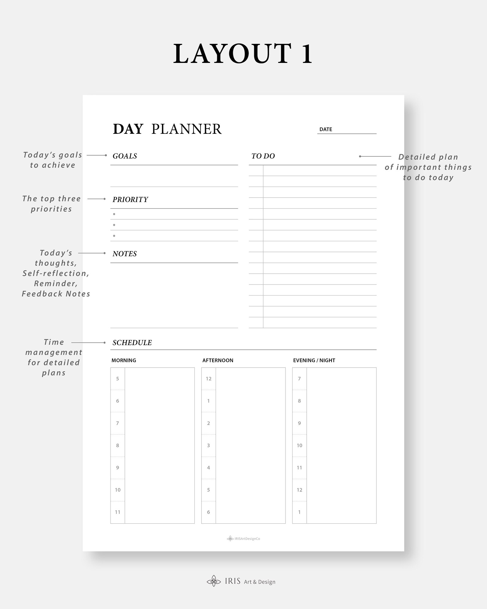 Day Planner Template Day Schedule Priority to Do Task List Daily ...