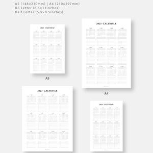 2023 2024 Yearly Calendar Planner Template | Year at a Glance Calendar ...
