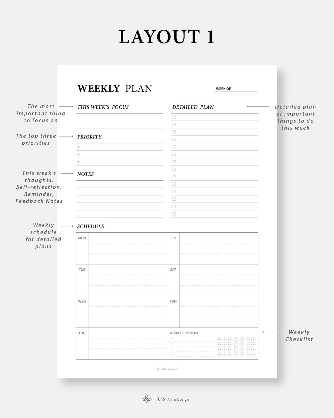 Weekly Planner Printable Priority to Do List Weekly Checklist Undated ...