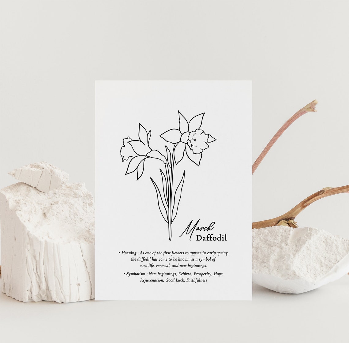 Birth Month Flower Print, Printable Wall Art, March Birth Month ...