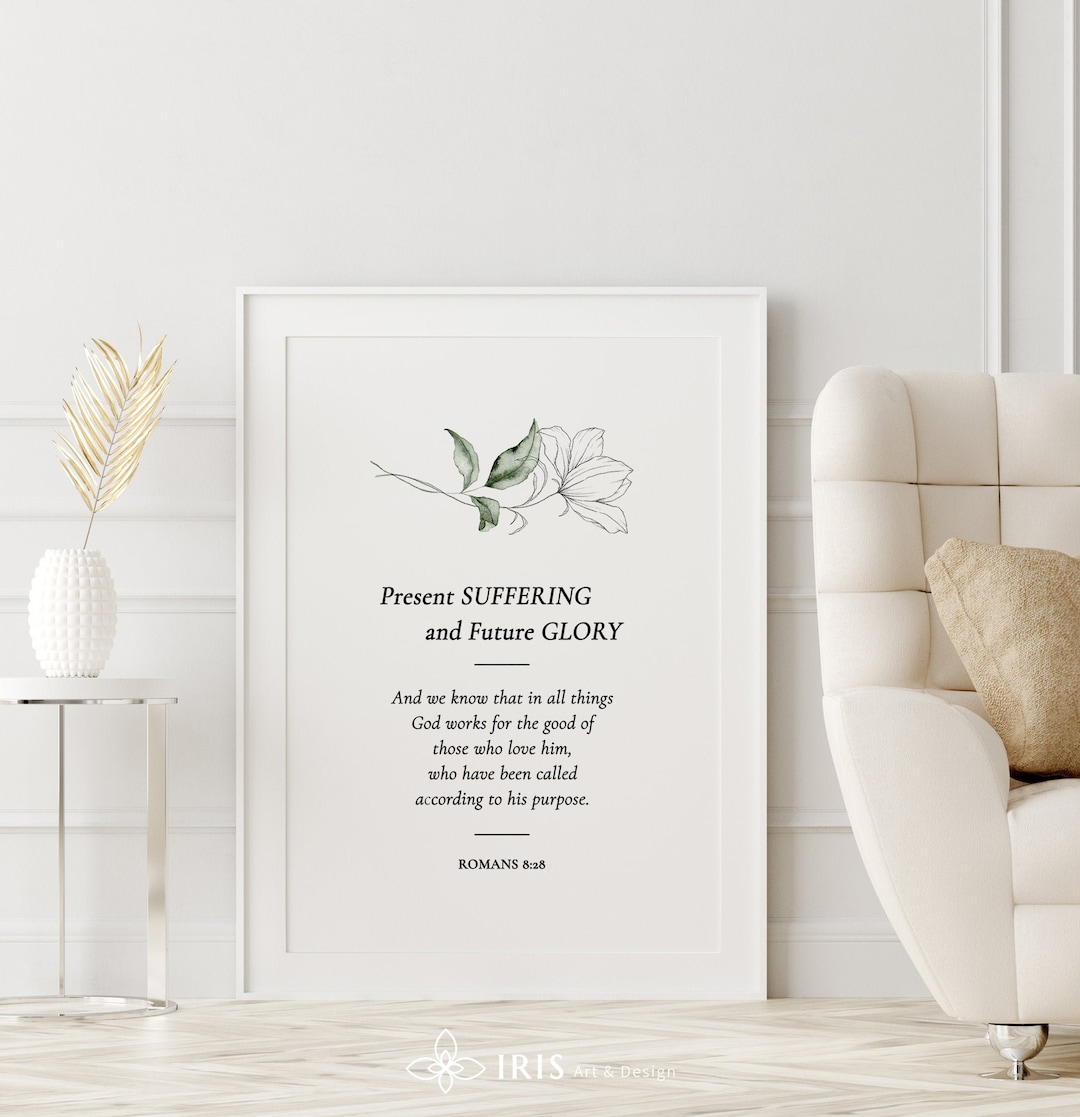 Romans 8:28, Bible Verse Wall Art Printable, Floral Scripture, Modern ...