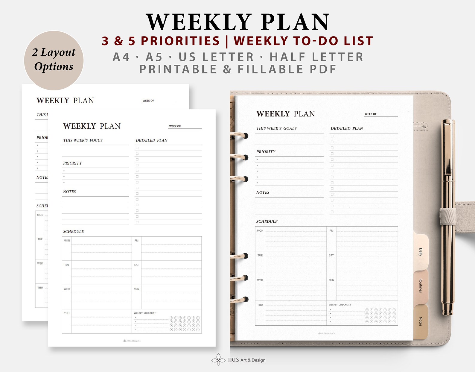 Weekly Planner Printable Priority to Do List Weekly Checklist Undated ...