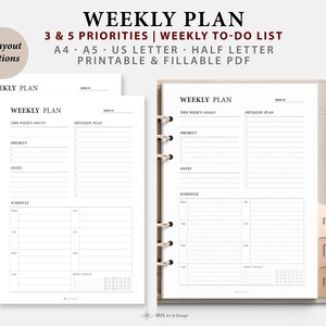 Weekly Planner Printable | Priority to Do List | Weekly Checklist ...