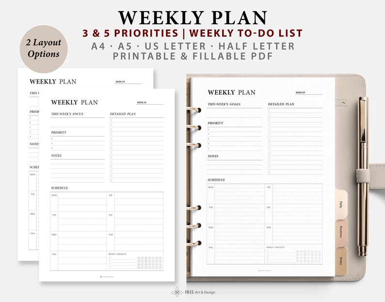 Weekly Planner Printable | Priority to Do List | Weekly Checklist ...