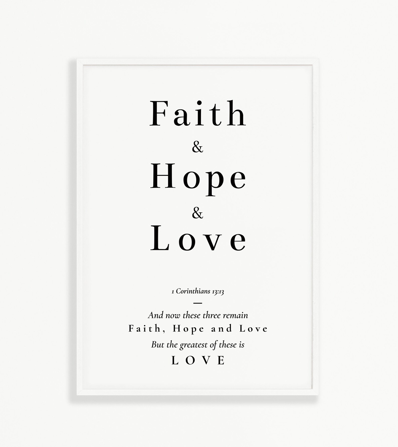 Faith Hope Love Print Bible Verse Wall Art 1 Corinthians - Etsy