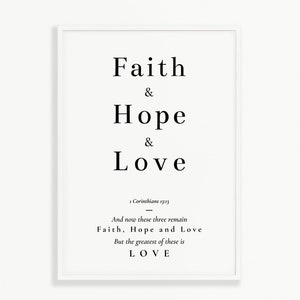 Faith Hope Love Print | Bible Verse Wall Art | 1 Corinthians 13:13 ...