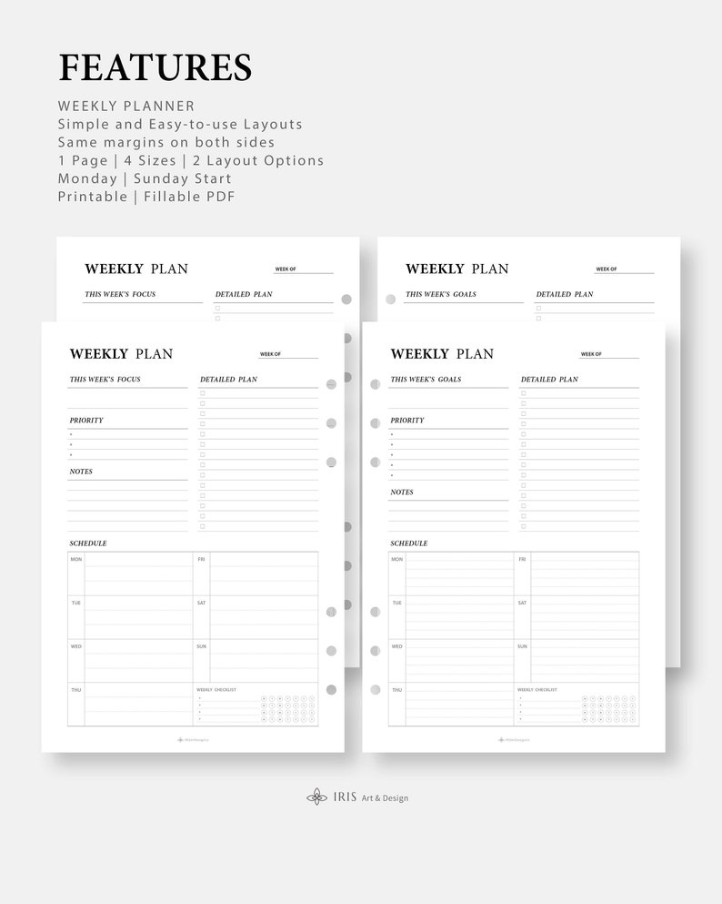 Weekly Planner Printable | Priority to Do List | Weekly Checklist ...