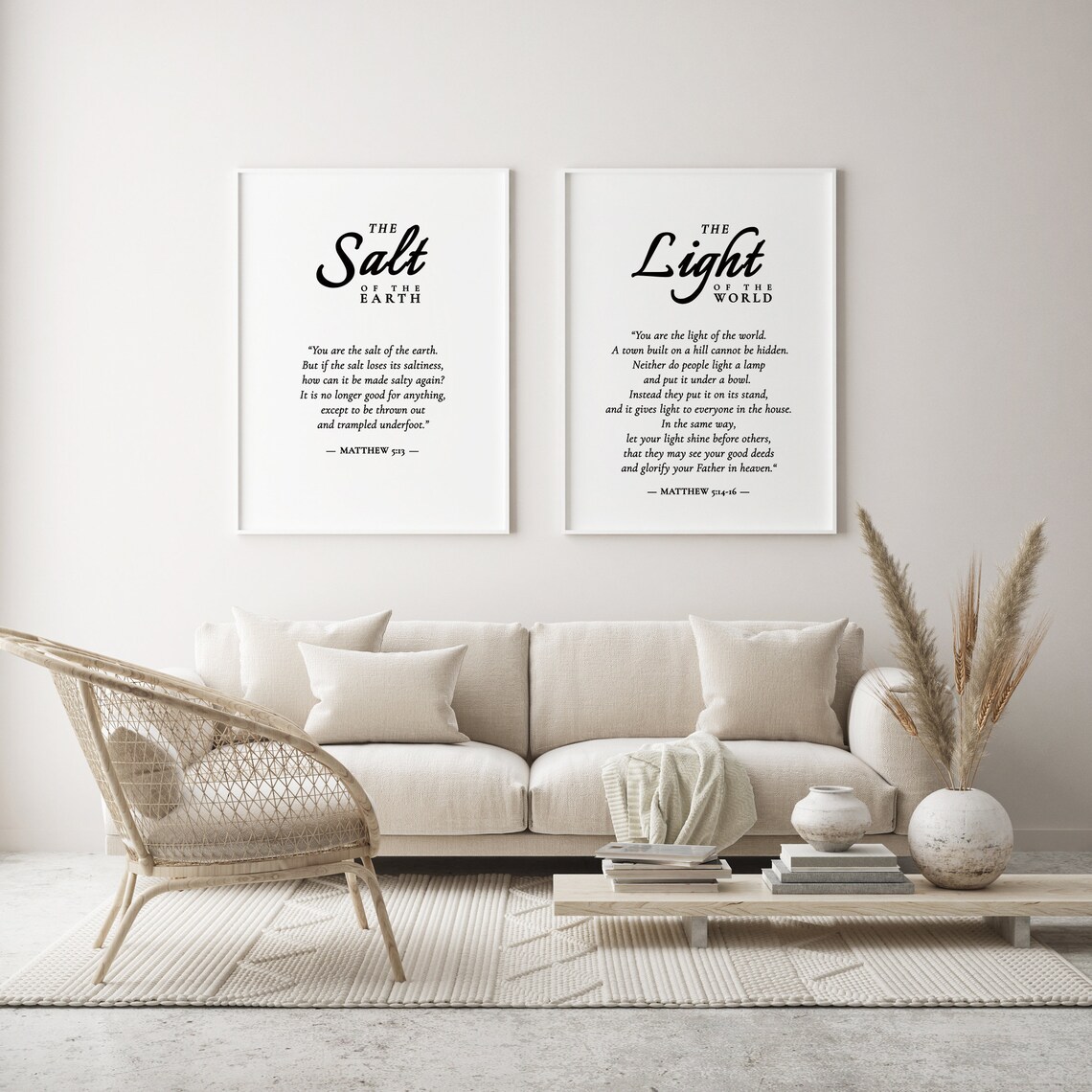 Salt and Light Prints, Printable, Bible Verse Wall Art Set of 2, Modern ...