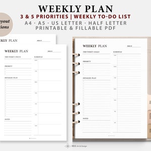 Weekly Planner Template | Priority to Do List | Weekly Schedule | Week ...
