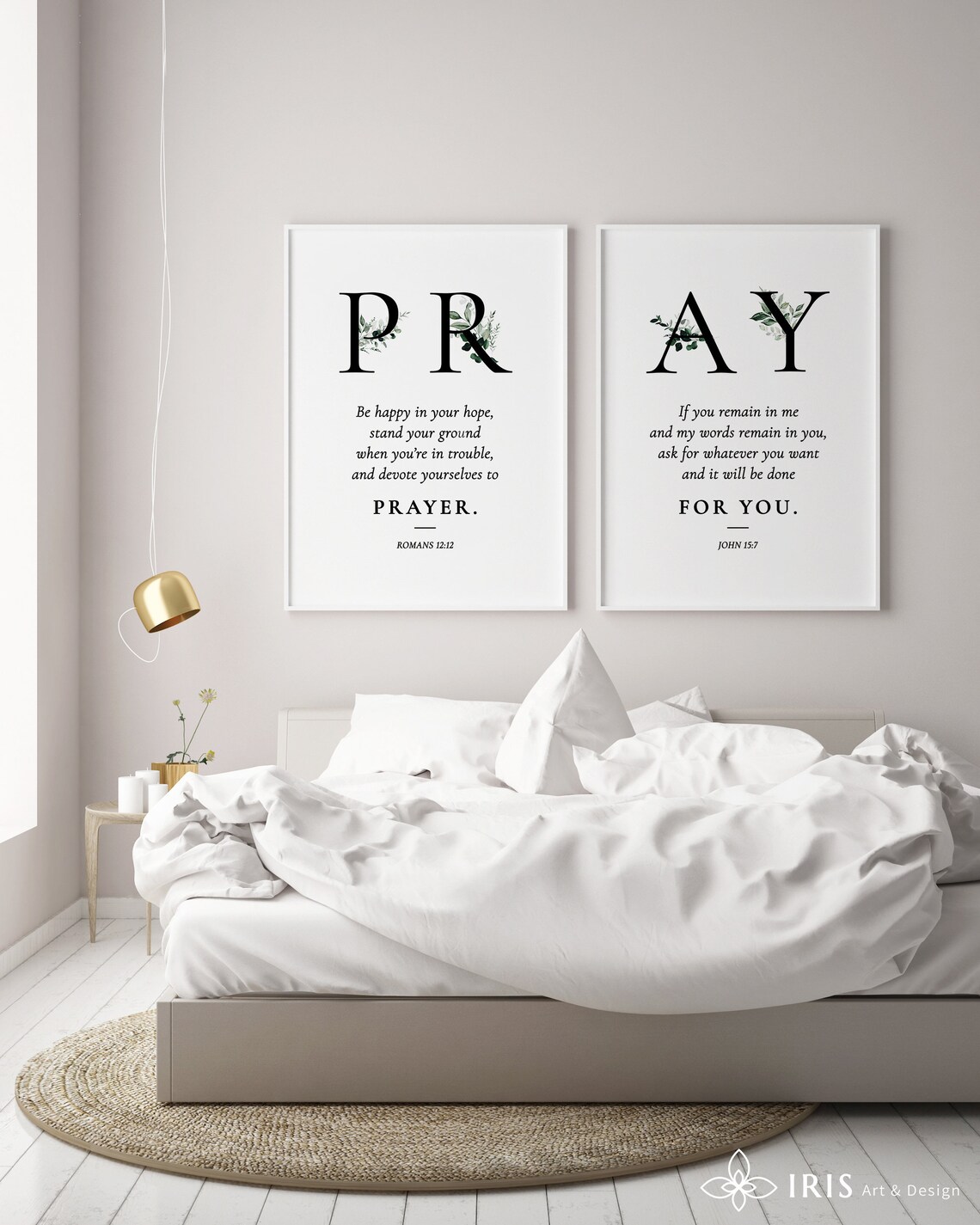Pray Bible Verse Wall Art Set, Scripture Set of 2, Modern Scripture ...