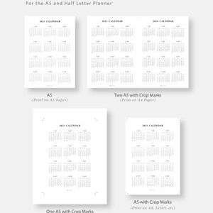 2023 2024 Calendar Template Inserts | Year at a Glance Calendar ...