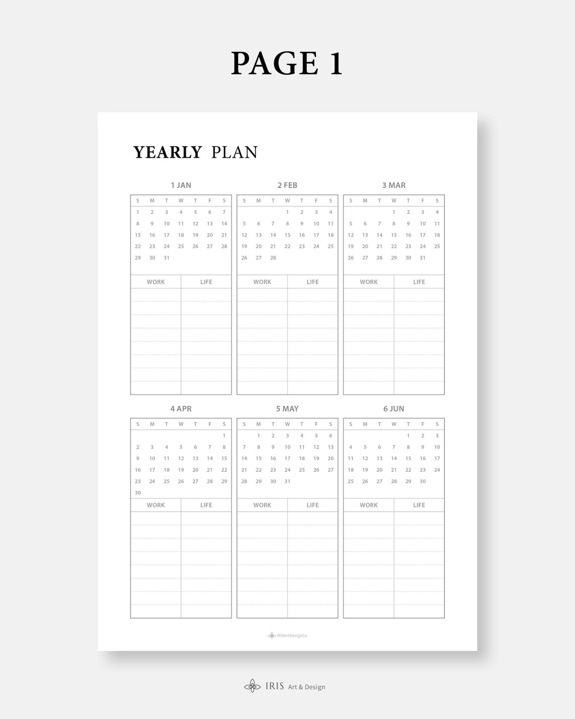 2023 Yearly Planner Printable on 2 Pages Quarterly Work & Life to Do ...