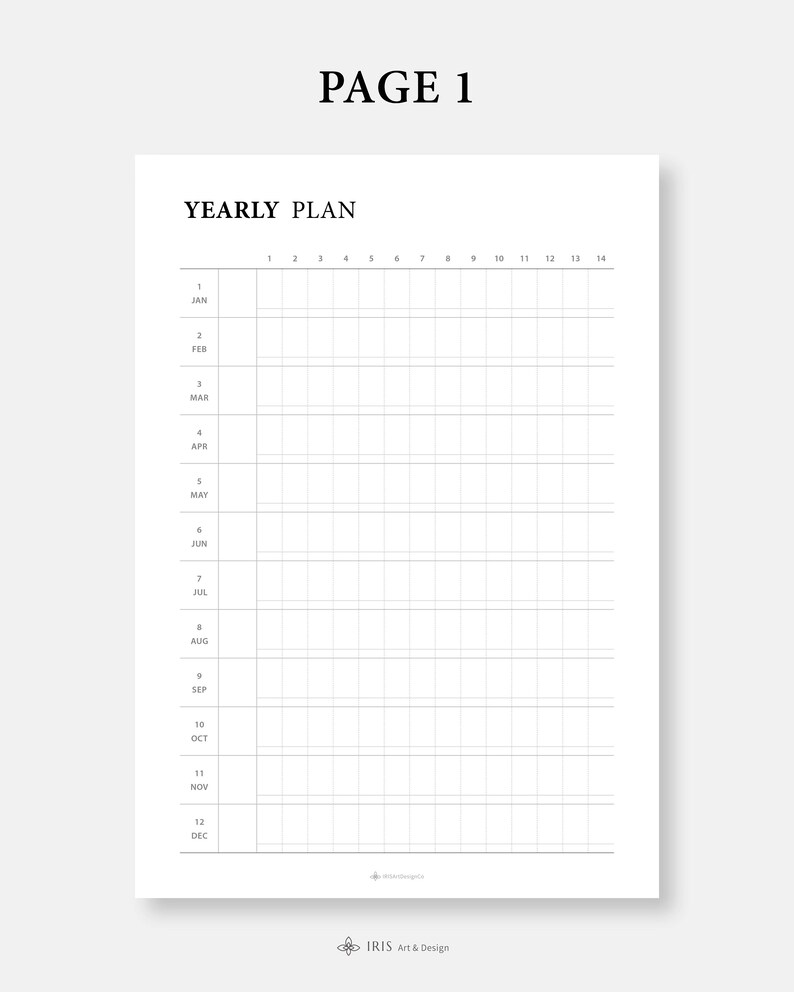 Yearly Planner Printable | Yearly 12 Months Overview Inserts | Yearly ...