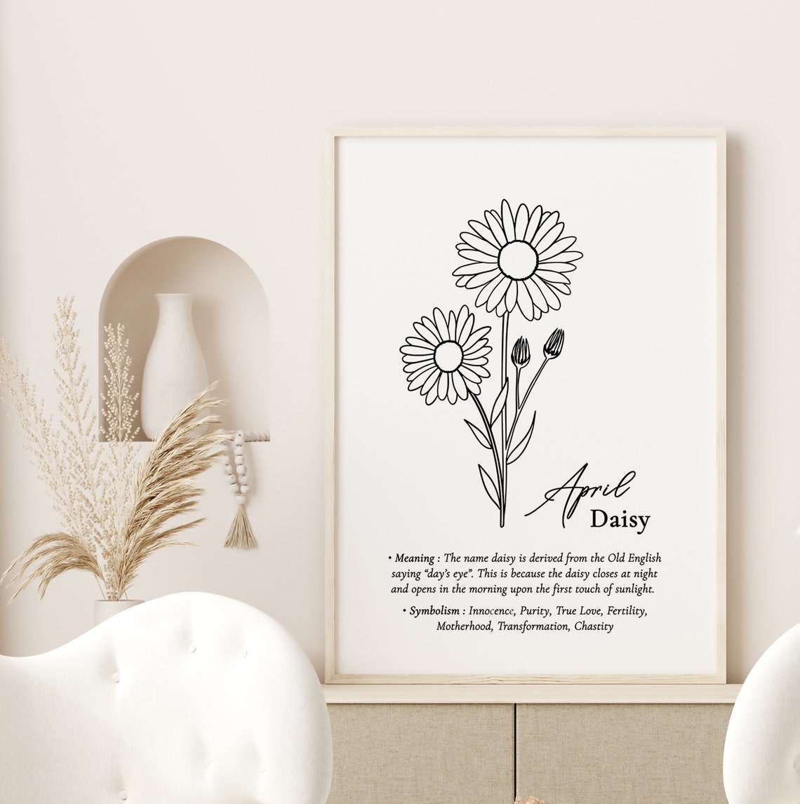 Birth Month Flower Print Printable Wall Art April Birth - Etsy