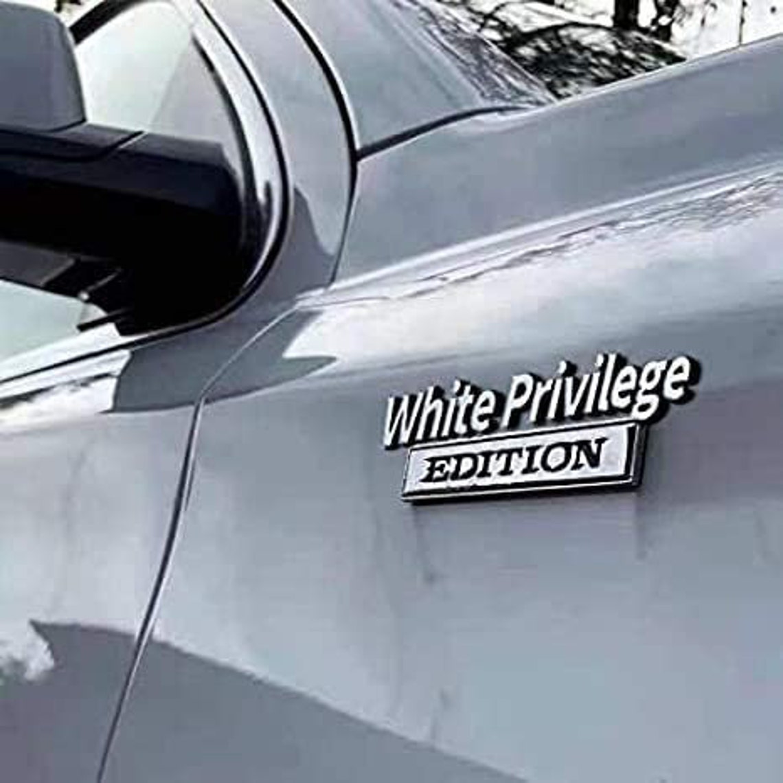CHROME/BLACK White Privilege Card Edition Emblem Sticker Car Decal ...
