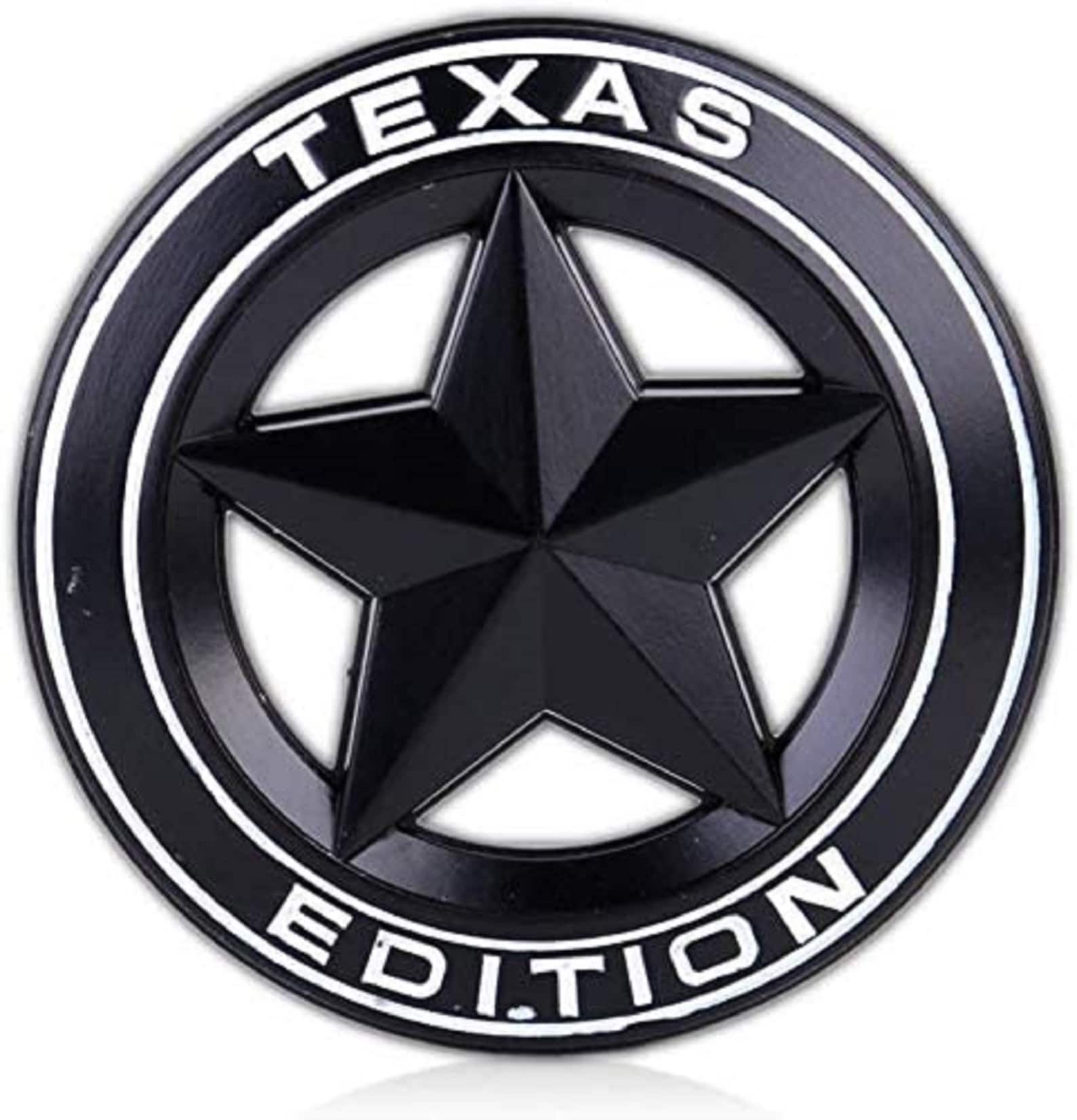 Texas Edition Star BLACK and WHITE Round 3" Shield Emblem Badge ...