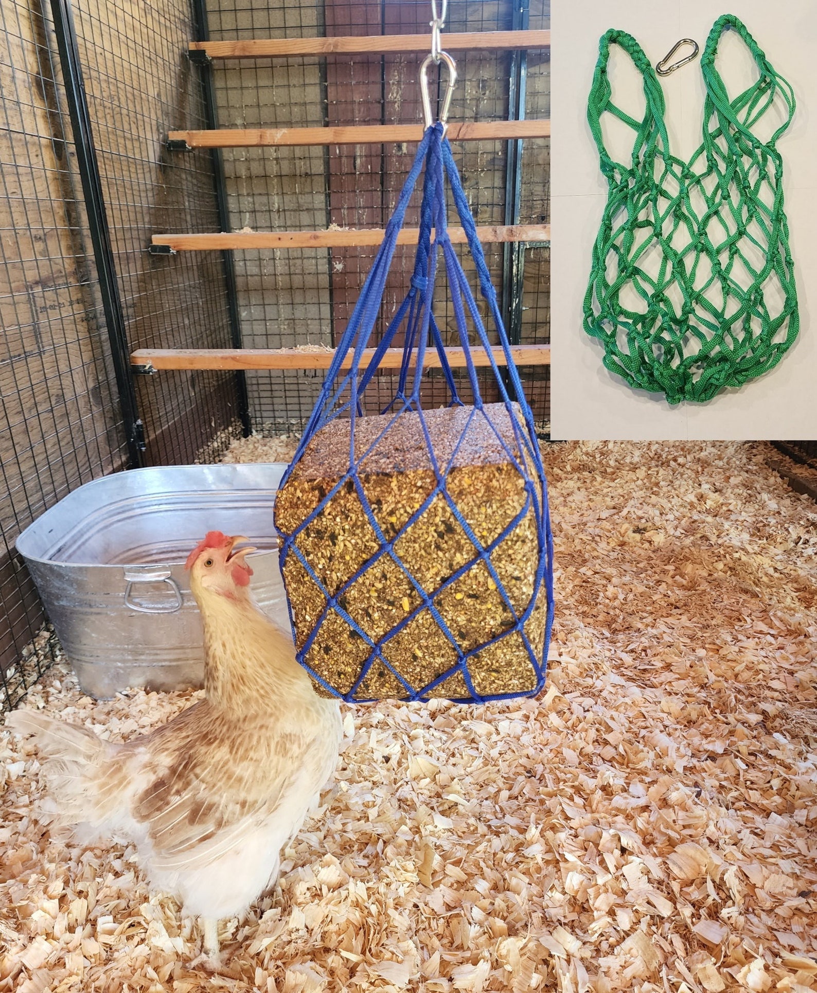Chicken Run Coop 25lb Flock Block Bird Seed Hanging Mesh Bag Veggie ...