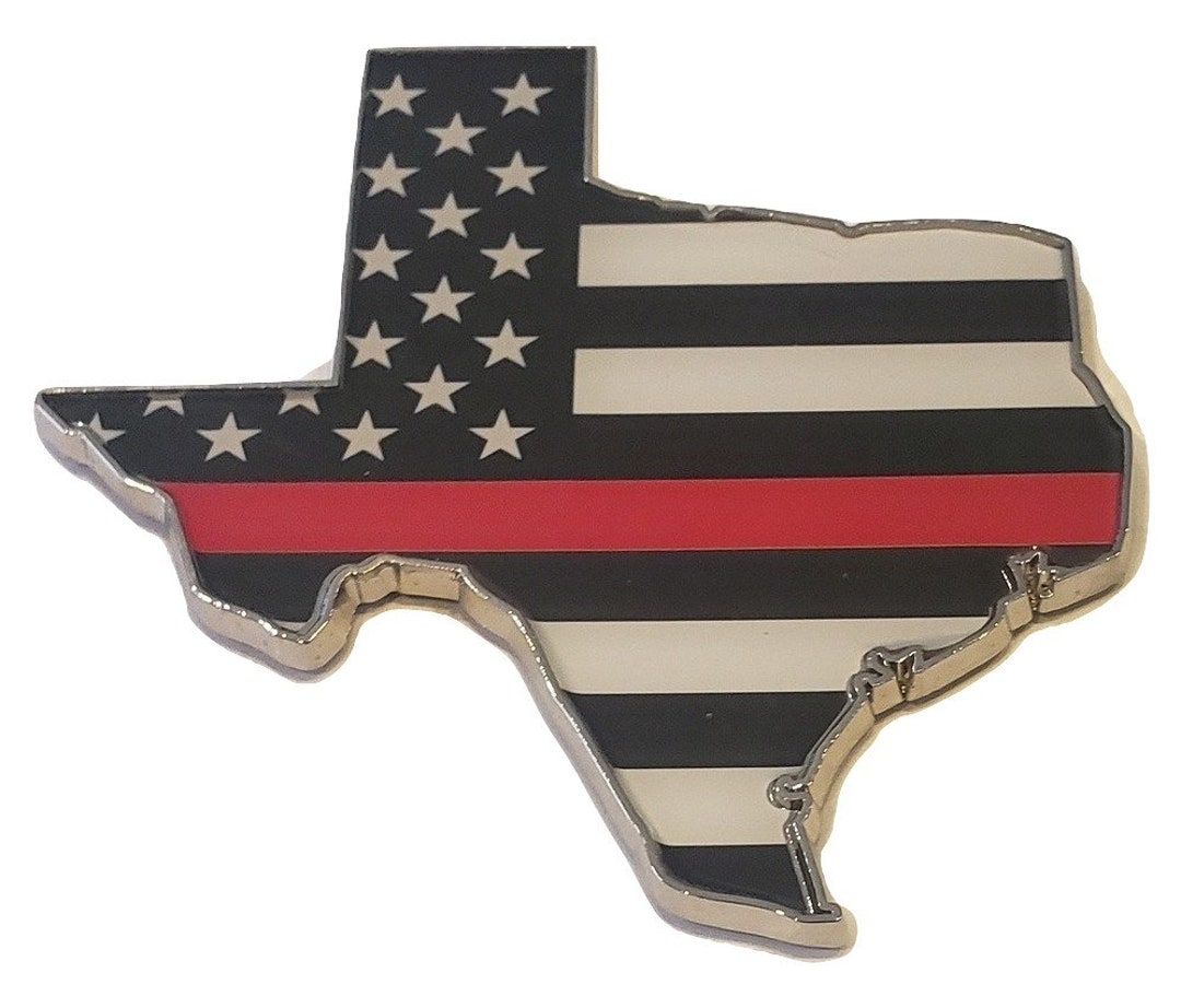 THIN RED LINE Flag With American Flag Texas Emblem Decal Longhorn Badge ...