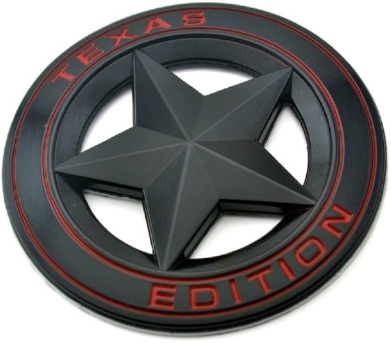 Texas Edition Star BLACK and RED Round 3 Shield Emblem | Etsy