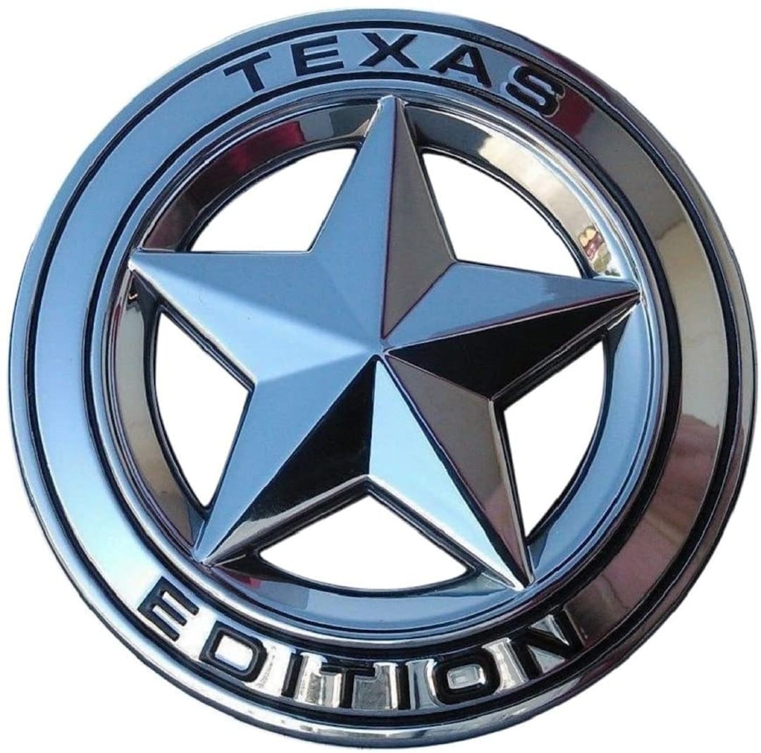 Texas Edition Star CHROME and BLACK Round 3" Shield Emblem Badge ...