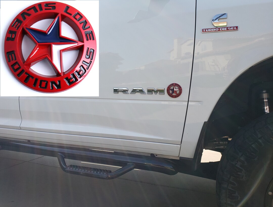 Red LONE STAR SILVER Edition Texas Emblem Decal Longhorn Badge ...