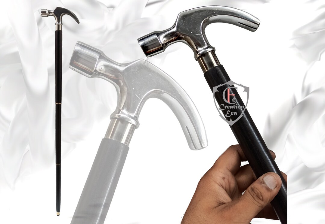 Chrome Hammer Walking Cane, Walking Stick, Walking Stick Cane, Antique ...