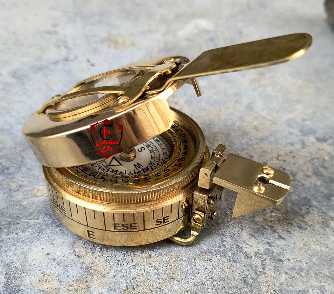 Solid Brass British Prismatic Engineer's WW2 Compass Replica, Antique ...