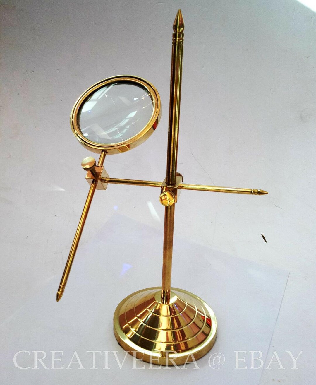 Brass Magnifier, Maritime Stand Magnifying Glass, Desk Top/ Table Top ...