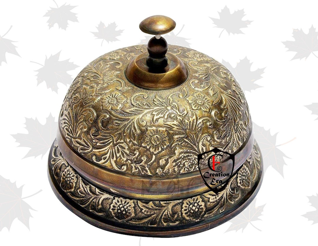 Antique Brass Floral Counter Bell Ornate Desk Bell, Table Bells, Call ...