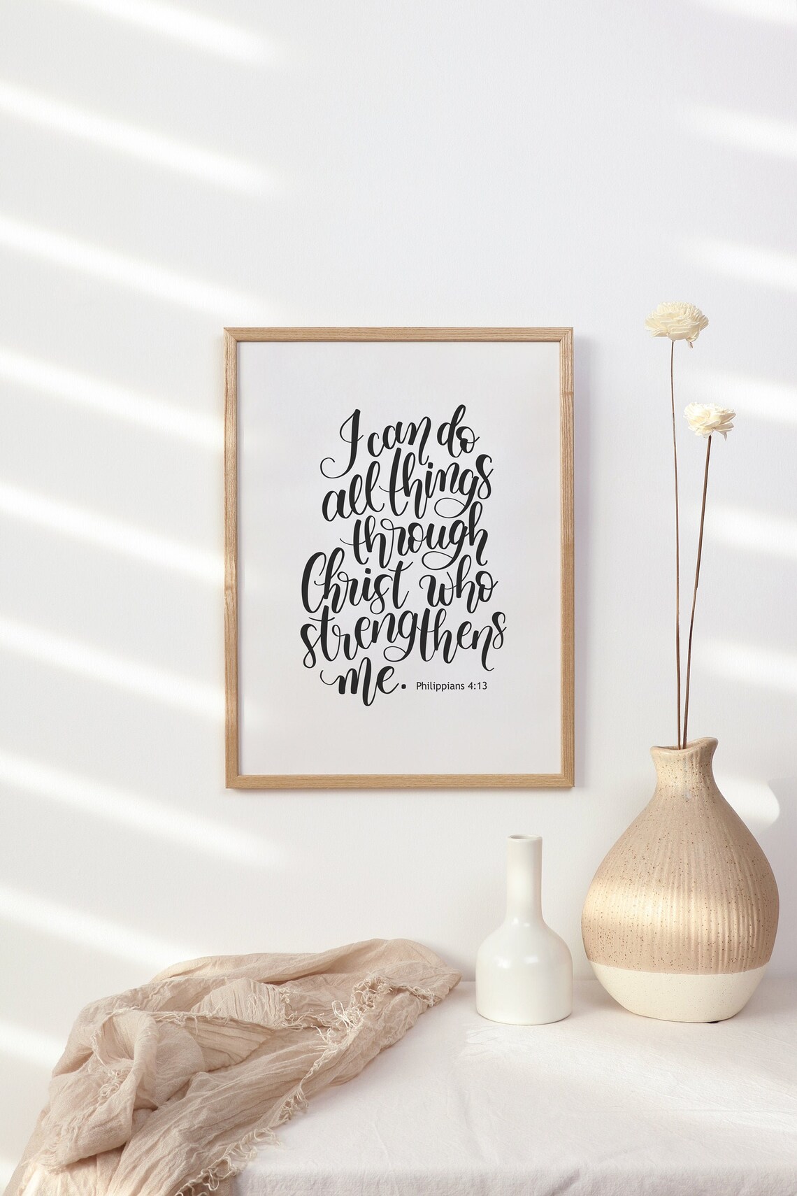 Philippians 4:13 Bible Verse Print, Calligraphy Print, Minimalist Wall ...