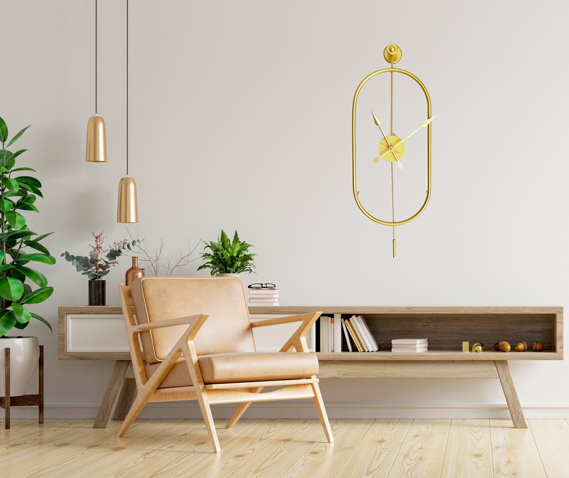 Gold Wall Clock, Large Wall Clock, Home Decor, Living Room Clock ...