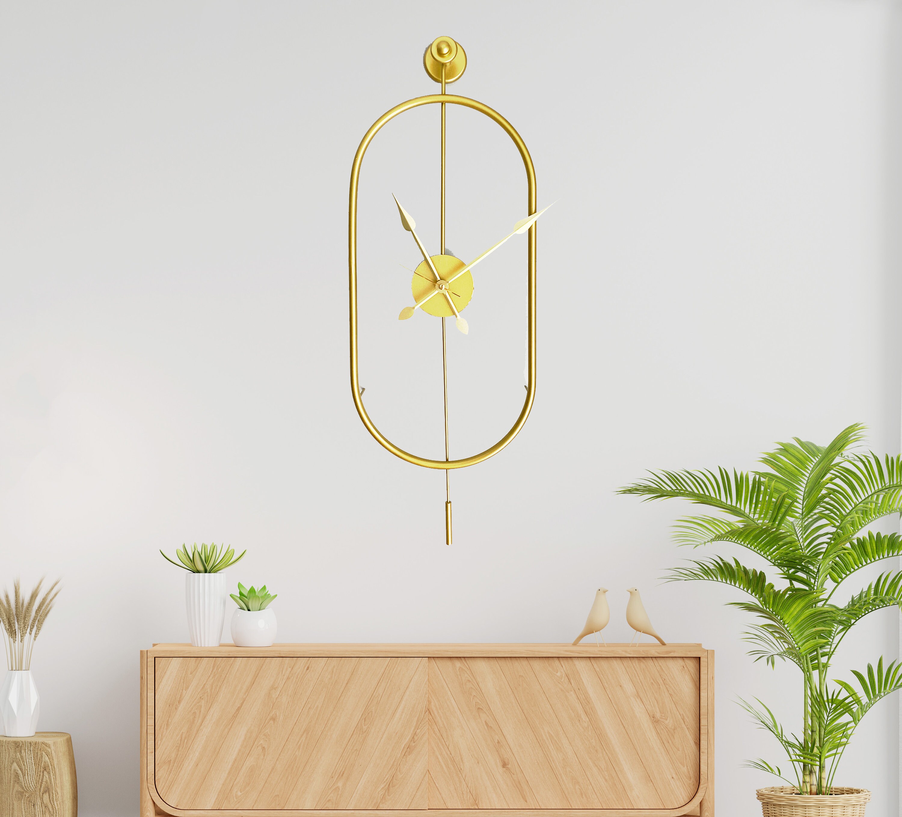 Gold Wall Clock, Large Wall Clock, Home Decor, Living Room Clock ...