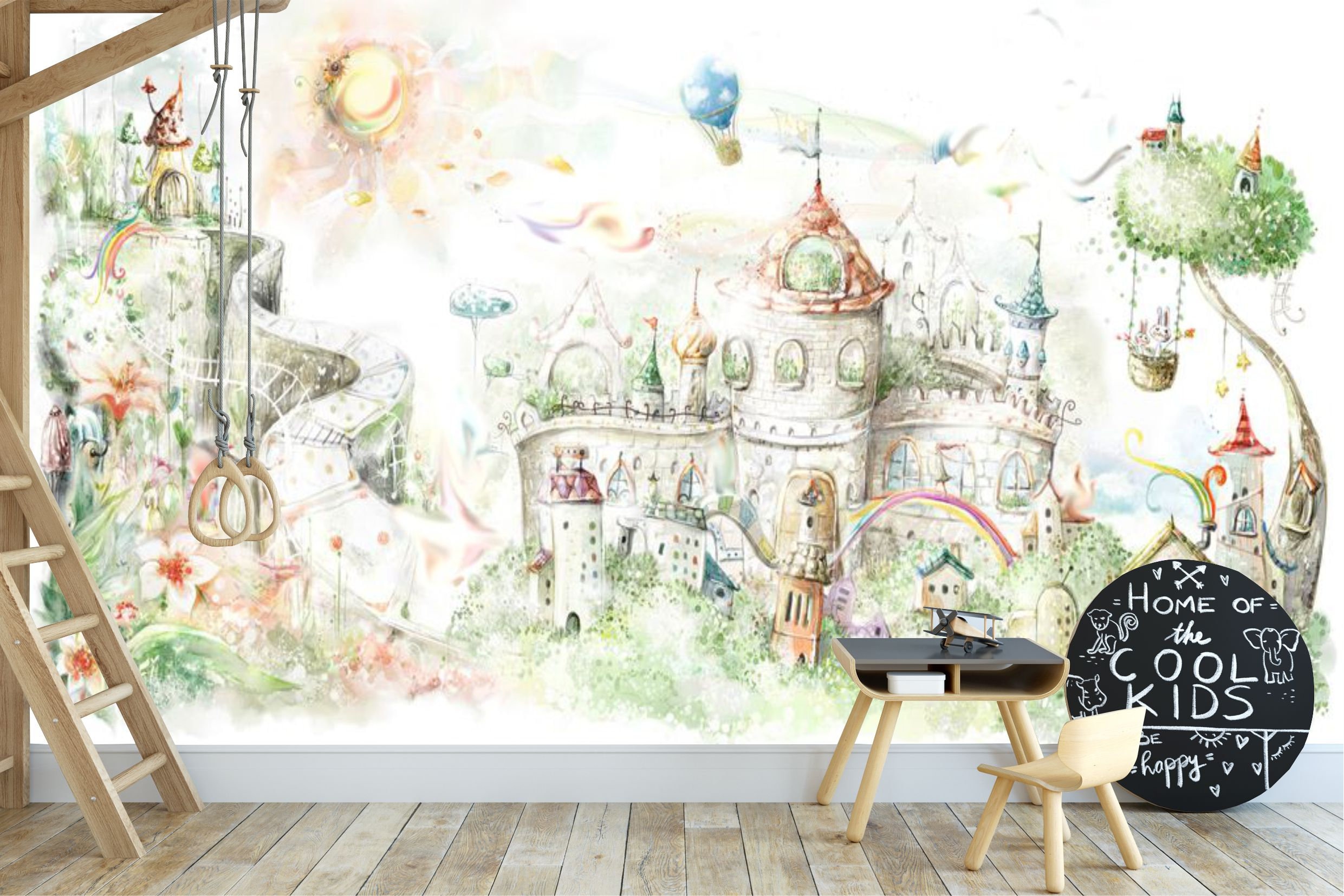 Fairy Tale Wallpaper A Small Town With Cute Paths and A Big | Etsy