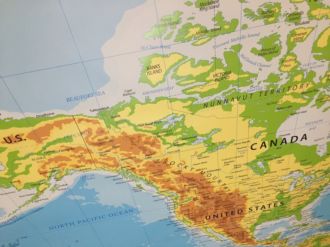 World Physical Geography Map Peel and Stick Self Adhesive - Etsy