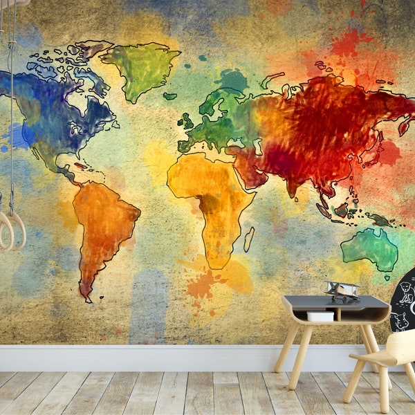 Map Wallpaper World Map Peel and Stick Self Adhesive Wall Mural - Etsy