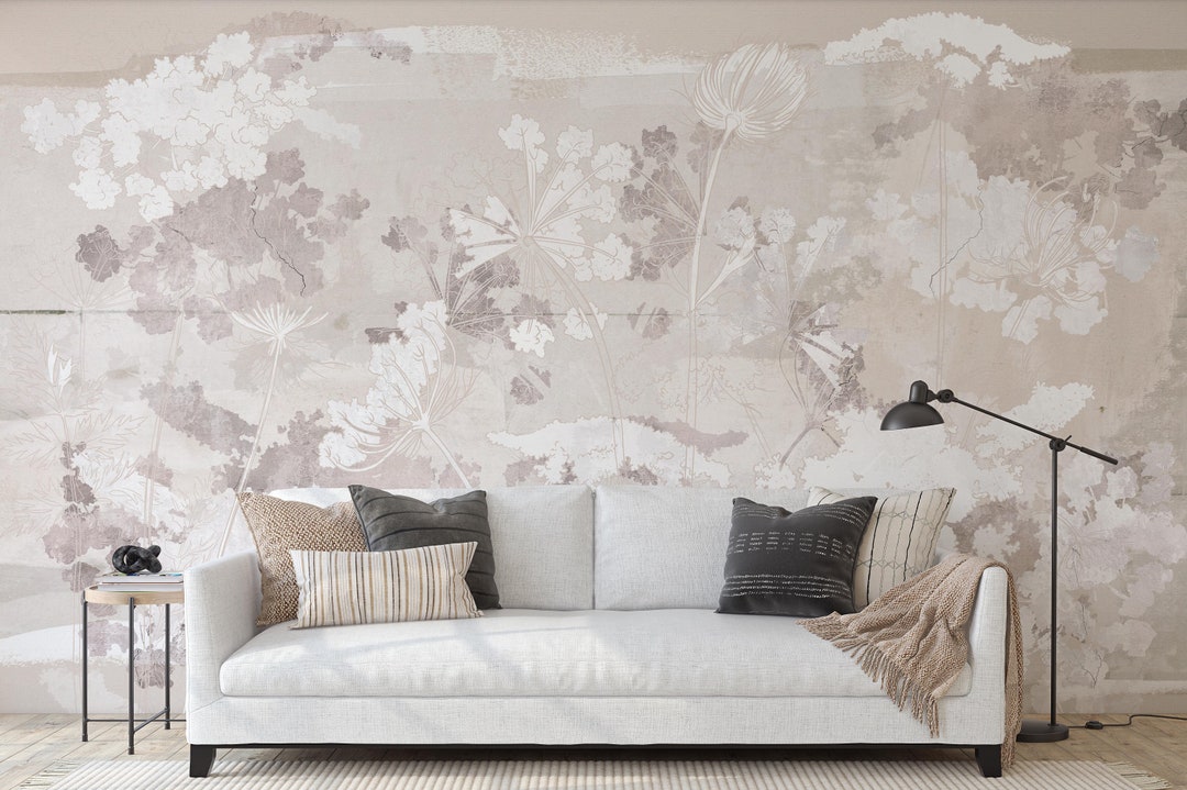 Floral Wallpaper Peel and Stick Self Adhesive Wild Flowers Murals Wall ...