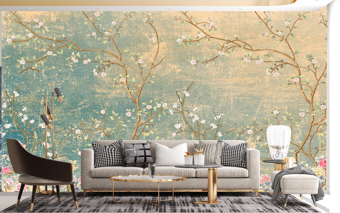 Spring Flowers Wallpaper Background Floral Texture Modern - Etsy