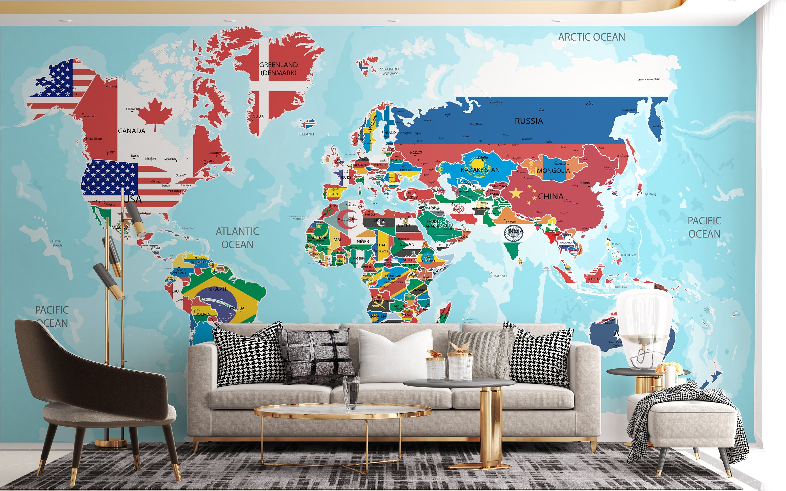 World Map Wallpaper, Countries and Flags, Modern-day Political Map ...